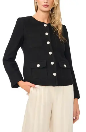 Halogen Collarless Jacket - Rich Black