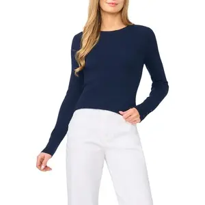 Halogen Button Cuff Rib Crewneck Sweater - Classic Navy