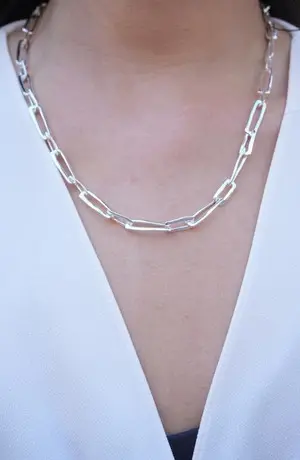 Argento Vivo Chunky Paperclip Chain Necklace - Silver