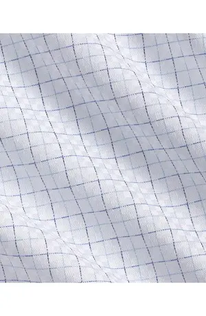 David Donahue Regular Fit Check Cotton Dobby Dress Shirt - White/blue