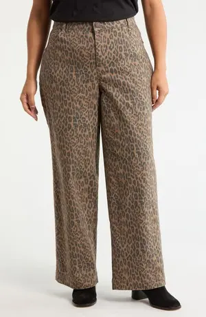 Wit & Wisdom Gracie Skyrise Double Side Seam High Waist Wide Leg Jeans - Mocha Black Multi