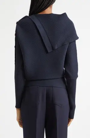 REISS Lexi Button Shawl Rib Sweater