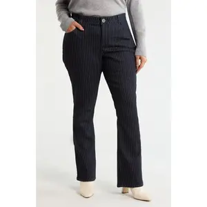 Wit & Wisdom Brittany Pinstripe High Waist Itty Bitty Bootcut Jeans