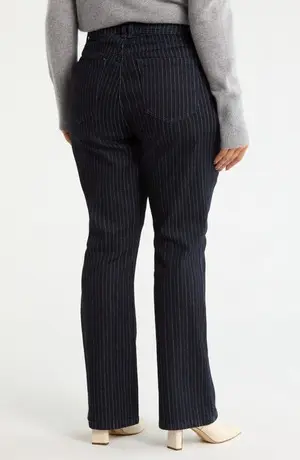 Wit & Wisdom Brittany Pinstripe High Waist Itty Bitty Bootcut Jeans