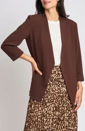 Halogen Open Front Blazer - Chicory Coffee