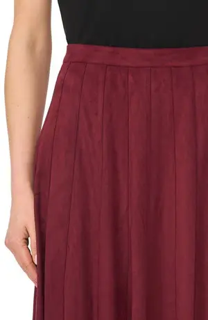 Halogen Panelled Pintuck Faux Suede Midi Skirt - Winterberry