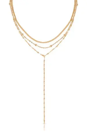 Ettika Trio Dainty Layered Y-necklace - Gold