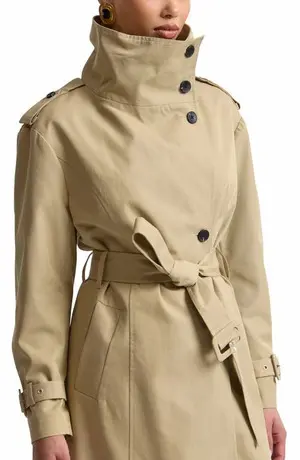 Avec Les Filles Belted Cotton Blend Trench Coat - Beige