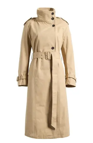 Avec Les Filles Belted Cotton Blend Trench Coat - Beige
