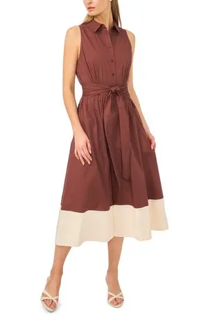 Halogen Tie Waist Shirtdress - Cafe