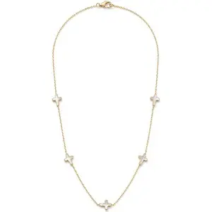 Argento Vivo Mother-of-pearl Cross Station Necklace In 18k -plated Sterling Silver - Gold