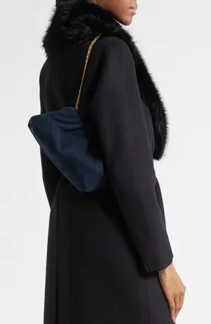 REISS Mia Suede Frame Clutch - Teal