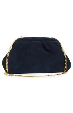 REISS Mia Suede Frame Clutch - Teal