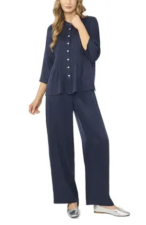 Halogen Pintuck Top - Classic Navy