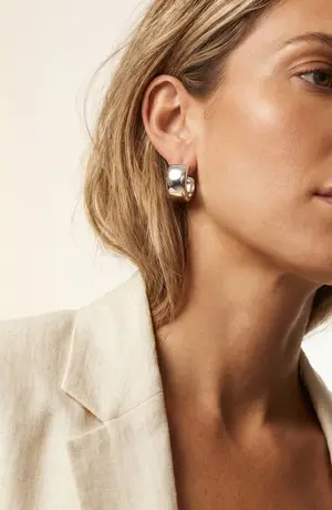 Argento Vivo Chunky Huggie Hoop Earrings - Silver