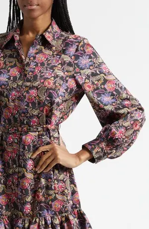 Cinq À Sept Paisley Eclipse Long Sleeve Shirtdress