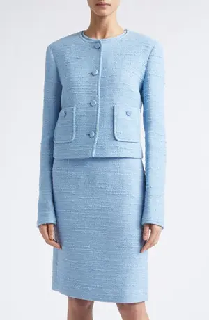 Lafayette 148 New York Patch Pocket Tweed Short Jacket