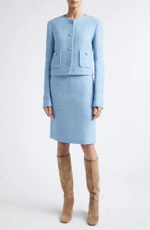 Lafayette 148 New York Patch Pocket Tweed Short Jacket