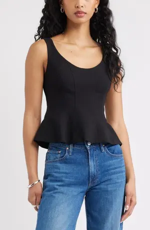 OPEN EDIT The Icon Peplum Top - Black
