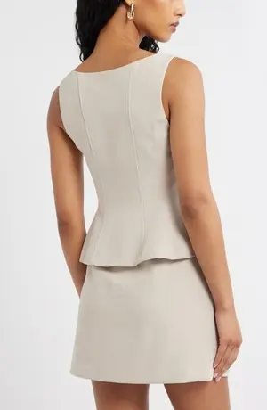 OPEN EDIT The Icon Peplum Top - Grey Feather