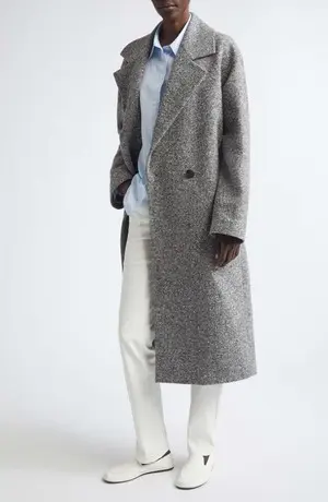 Lafayette 148 New York Notch Lapel Alpaca & Wool Blend Coat - Graphite Multi
