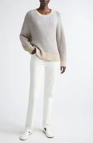 Lafayette 148 New York Open-stitch Cashmere & Silk Crewneck Sweater