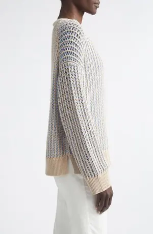Lafayette 148 New York Open-stitch Cashmere & Silk Crewneck Sweater