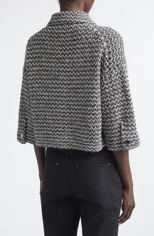 Lafayette 148 New York Cotton & Linen Tweed Cropped Jacket