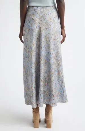 Lafayette 148 New York Bias Cut Stretch Silk A-line Maxi Skirt
