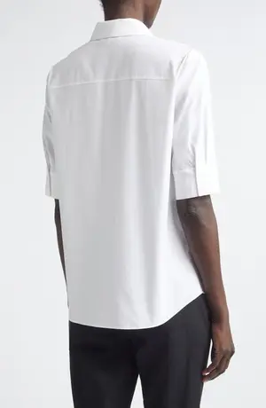 Lafayette 148 New York Elbow Sleeve Button-up Shirt