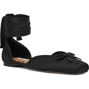 Steve Madden Leonora Ankle Wrap Flat Black Satin