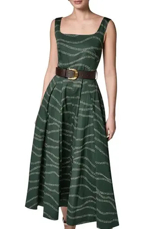 Donna Karan New York Abstract Print Fit & Flare Midi Dress