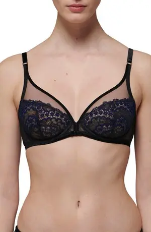 Simone Perele Scenario Sheer Plunge Underwire Bra - Black
