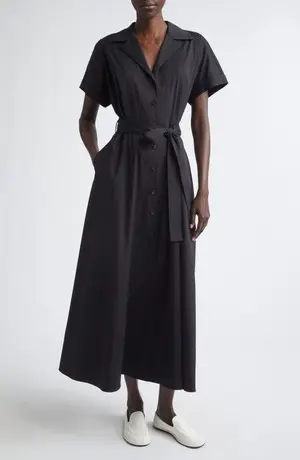 Lafayette 148 New York Belted Stretch Cotton Blend Shirtdress - Black
