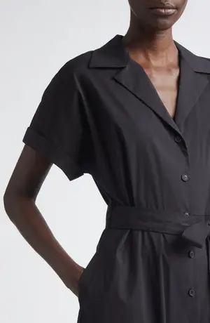 Lafayette 148 New York Belted Stretch Cotton Blend Shirtdress