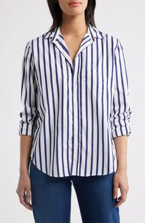 Frank & Eileen Eileen Relaxed Button-up Shirt - White/navy Stripe