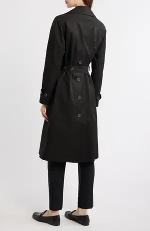 Via Spiga Back Button Cotton Blend Trench Coat - Black