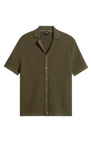 BOSS Lomaro Short Sleeve Cardigan - Open Green