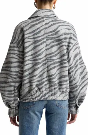 Avec Les Filles Zebra Jacquard Layered Bomber Jacket