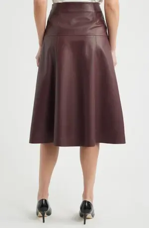 BOSS Sevani A-line Leather Midi Skirt