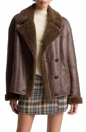 Avec Les Filles Faux Shearling Jacket - Umbria