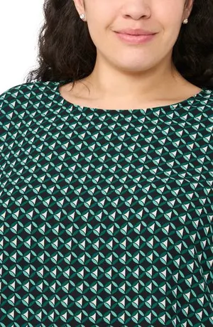 CECE DUPRAZ Ruffle Cuff Print Top - Deep Spruce