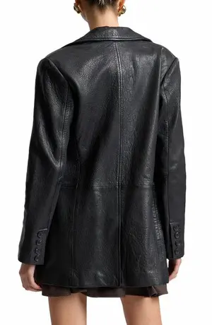 Avec Les Filles Relaxed Leather Blazer