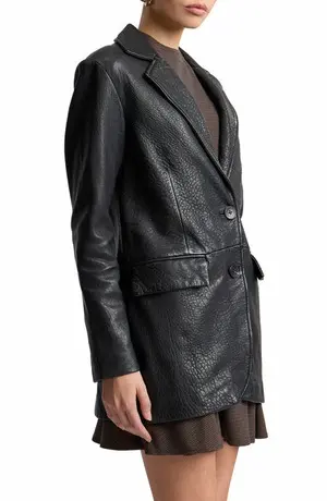 Avec Les Filles Relaxed Leather Blazer