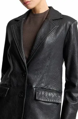 Avec Les Filles Relaxed Leather Blazer