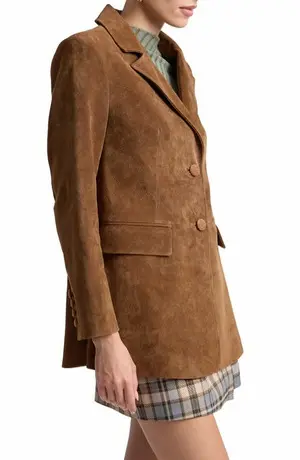 Avec Les Filles Longline Suede Blazer