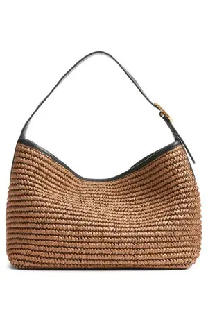 Vince Small Vivian Raffia Hobo Bag