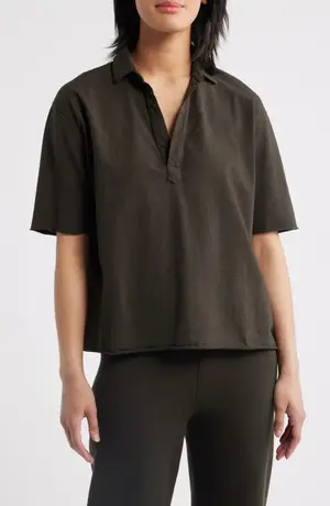 Frank & Eileen Patty Popover Henley Top - Forest