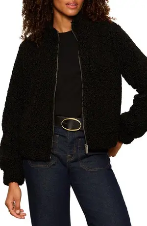 Sanctuary Cloud Nine Faux Fur Bomber Jacket - Black