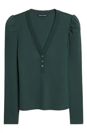 Veronica Beard Dekalb Rib Puff Shoulder Henley